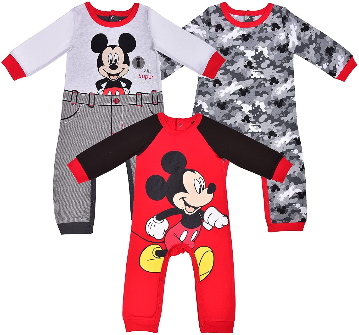 Disney Baby Boys' Mickey 3 Pack Coveralls - Walmart.com