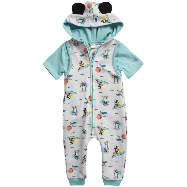 Disney Baby Boys’ Mickey Mouse Romper - 2 Piece Sleeveless Coveralls ...
