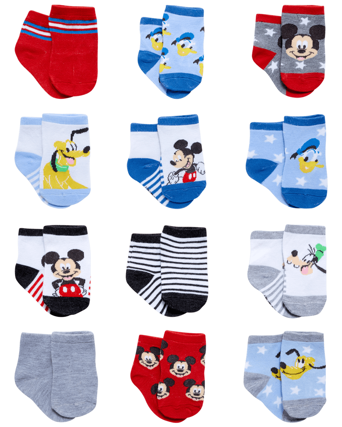 Disney Baby Boys’ Socks - 12 Pack Mickey Mouse, Winnie The Pooh, Lion ...