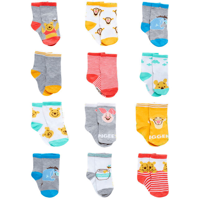 Disney Newborn/Infant Boys' Fun Socks - 12 Pack Bulk, Mickey Mouse ...