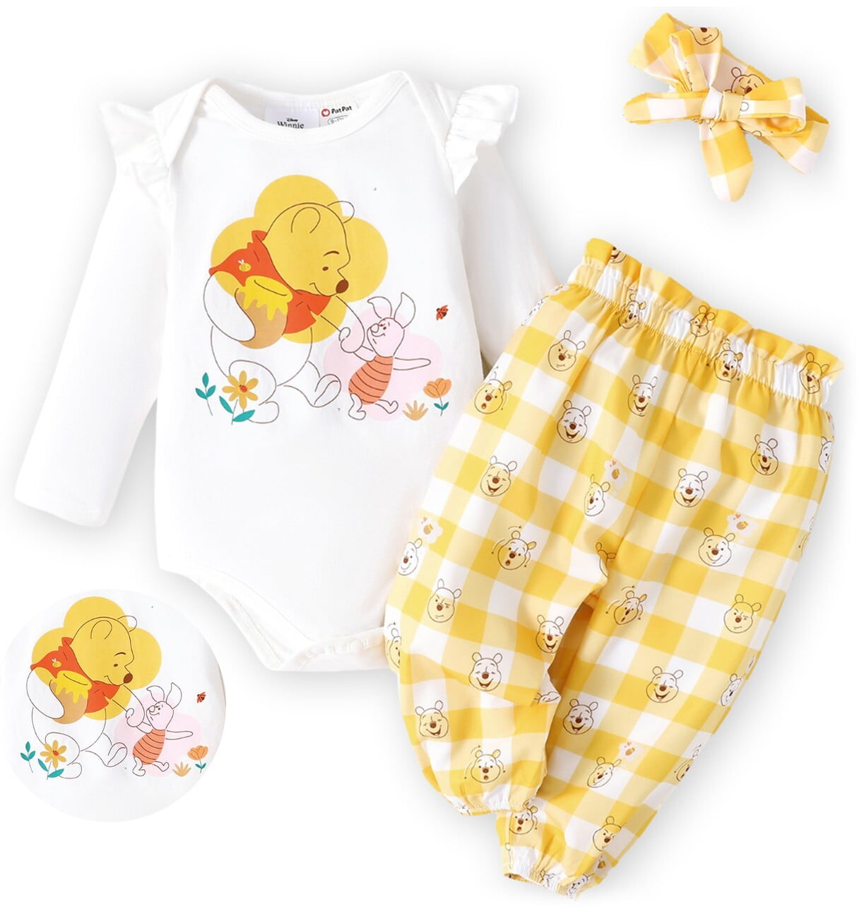 Disney Baby Clothes 3pcs Winnie the Pooh Graphic Romper Bodysuit Pants ...