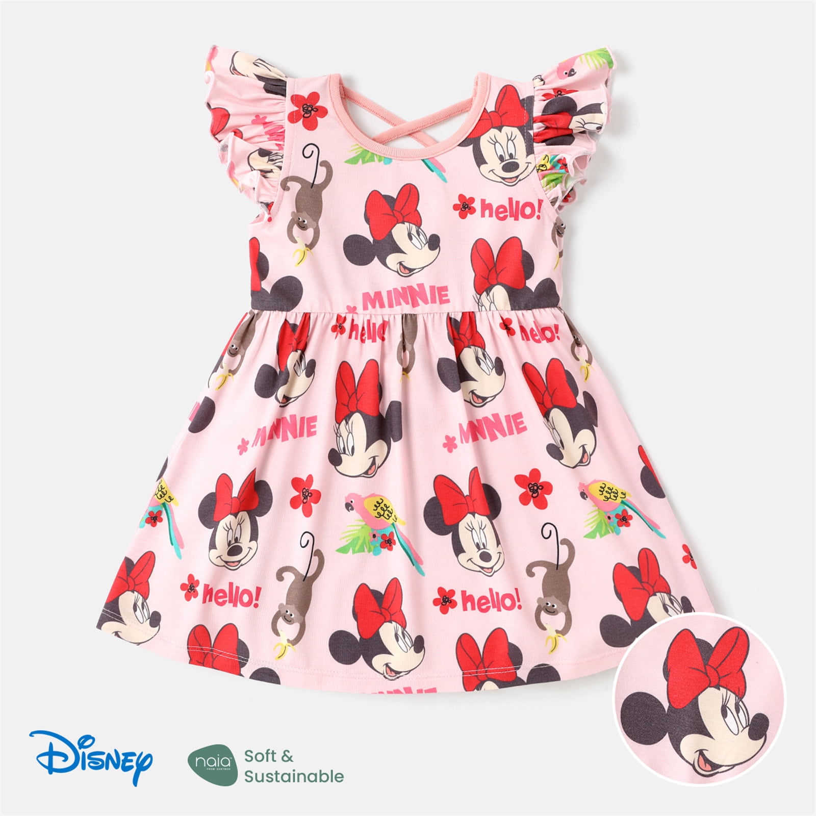 Disney Baby Girls Dresses Minnie Mouse Graphic Flutter Sleeve Summer ...