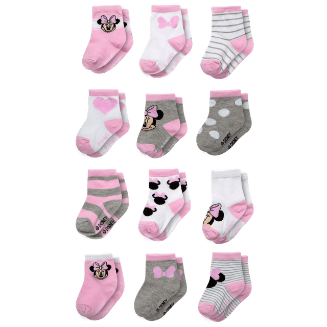 Disney Baby Girls' 12 Pack Minnie Mouse, Daisy, Disney Princess Socks ...