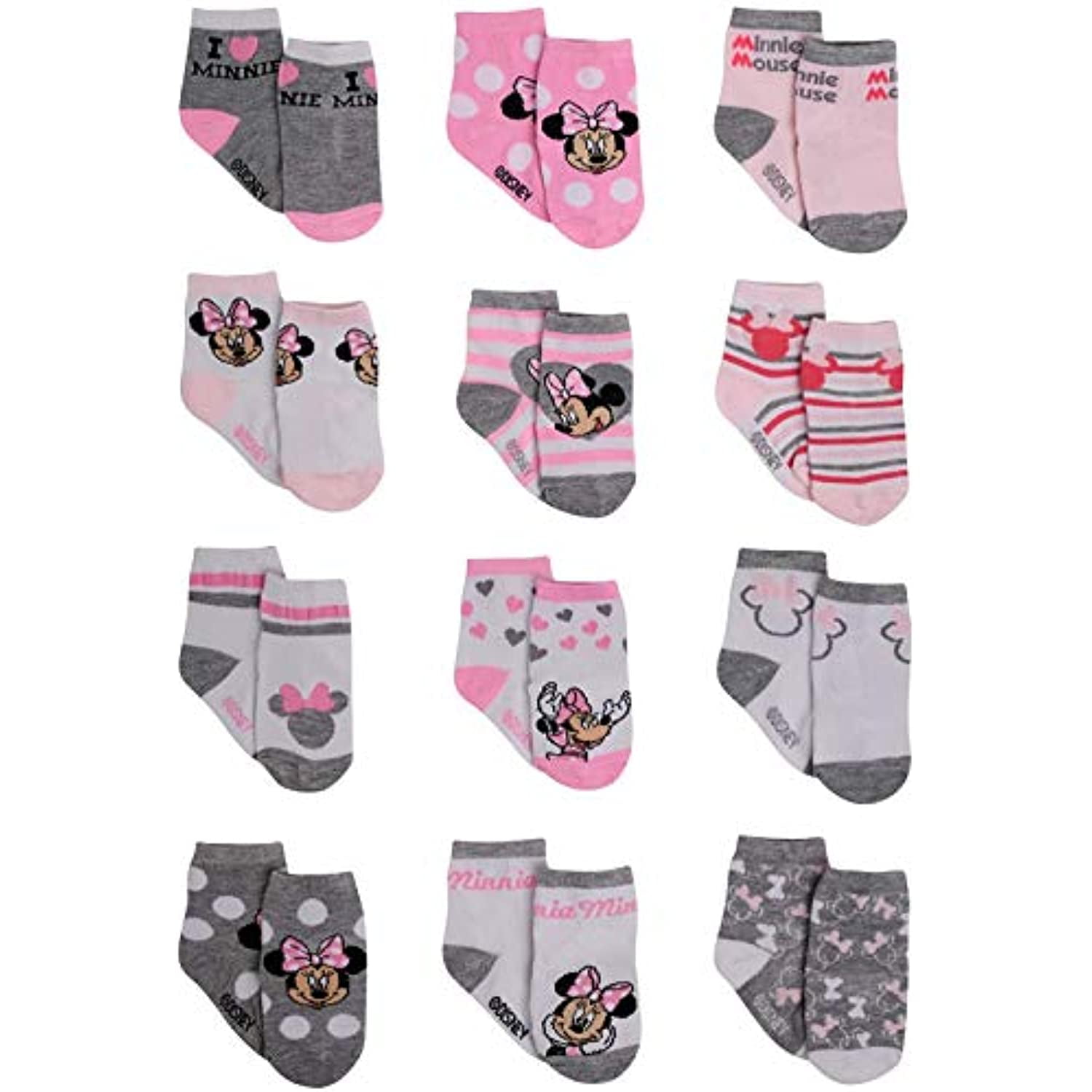 Disney Baby Girls' Socks - 12 Pack Minnie Mouse, Daisy, Princess Socks ...