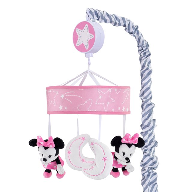 Disney Baby Minnie Mouse Pink/Gray Musical Crib Mobile by Lambs & Ivy ...