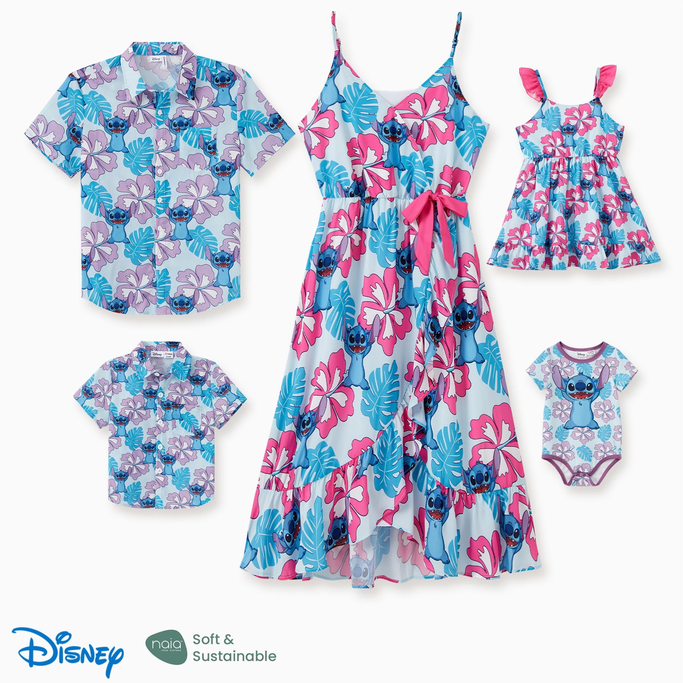 Disney Baby Rompers Lilo & Stitch Graphic Boodysuits Floral Family ...