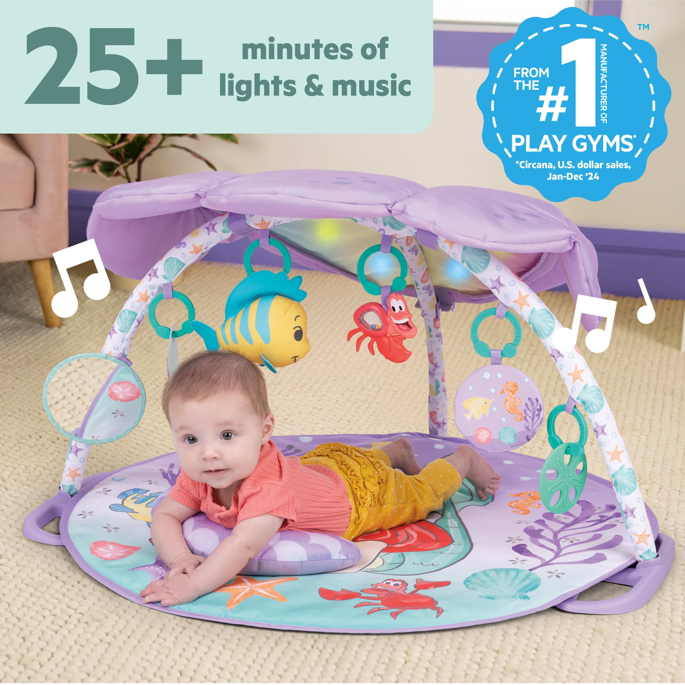 Disney Baby The Little Mermaid Baby Activity Gym & Play Mat with Tummy ...