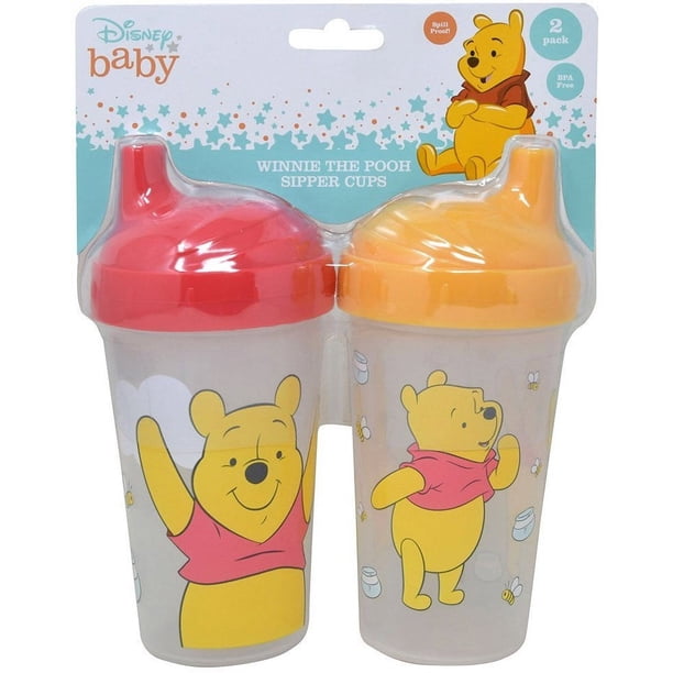 BABY SIPPER CUPS 2 PACK - UNISEX - RED YELLOW - DISNEY WINNIE POOH BOYS ...