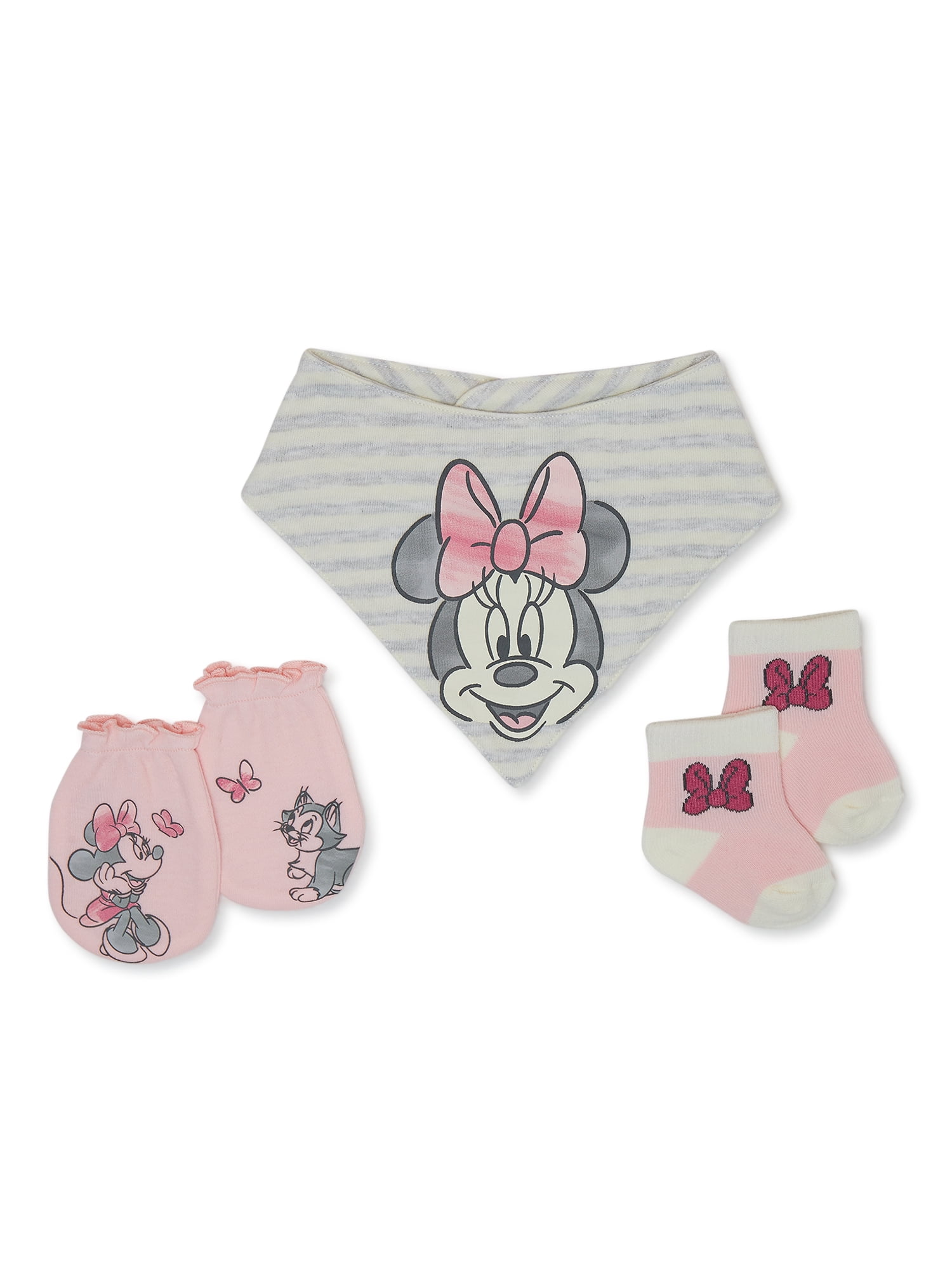 Minnie Mouse Newborn Charming Wardrobe Bib, Socks, Mittens Set, 3-Pack ...