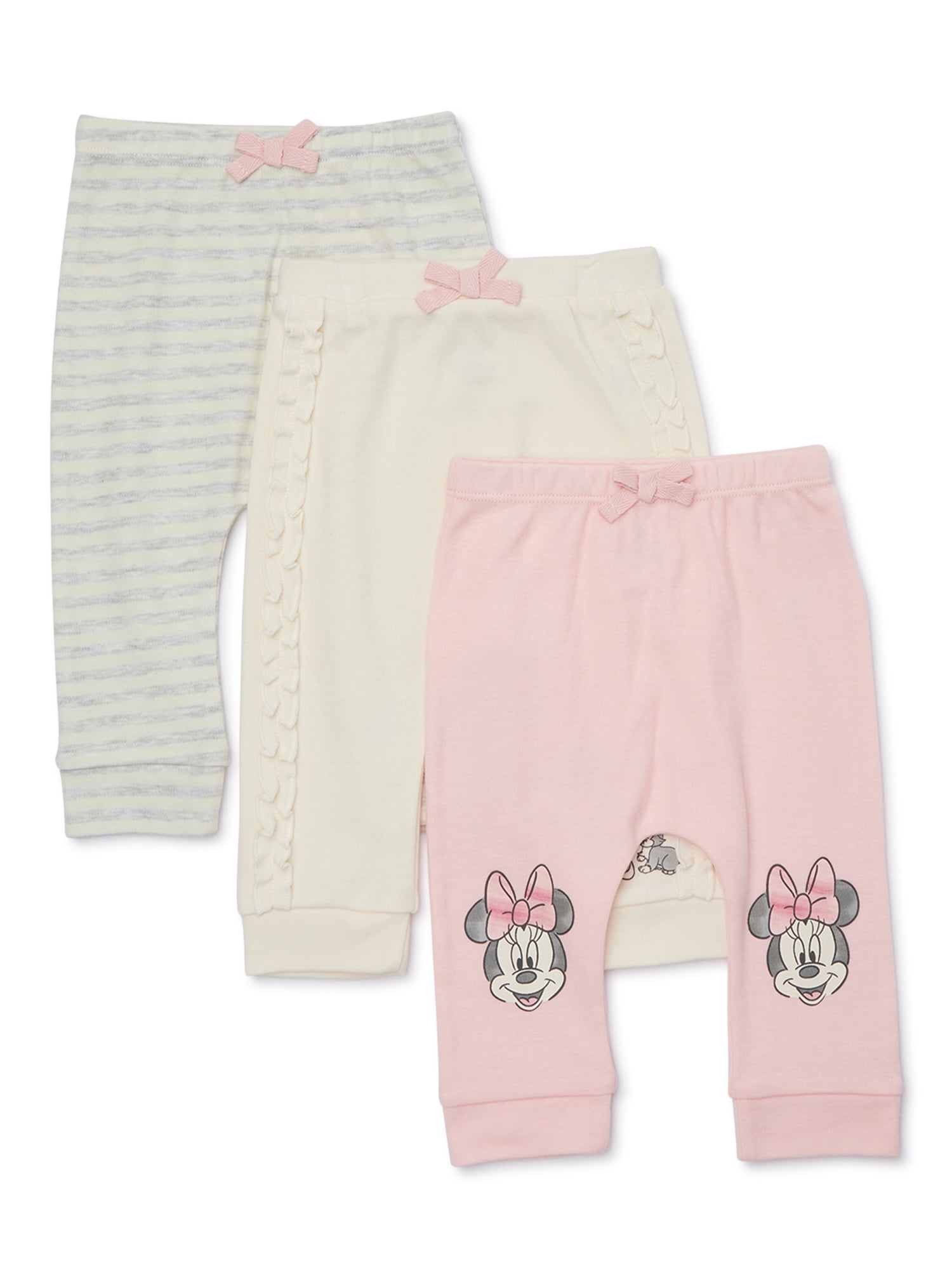 Minnie Mouse Baby Jogger Pants 3-Pack, Sizes Newborn-12M, Soft Casual ...