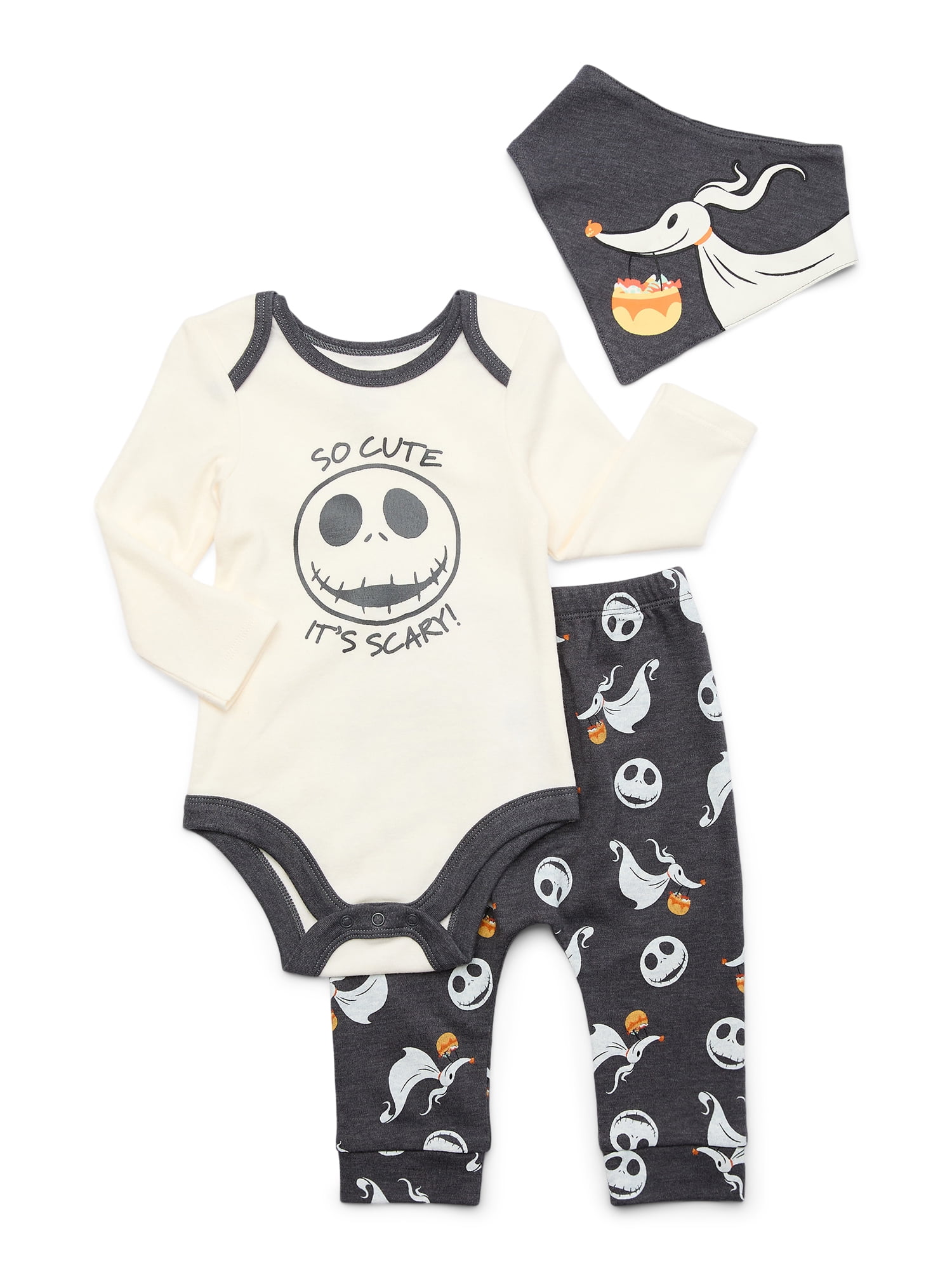 Baby Character Halloween Long-Sleeve Bodysuit, Pants, and Bib Outfit ...