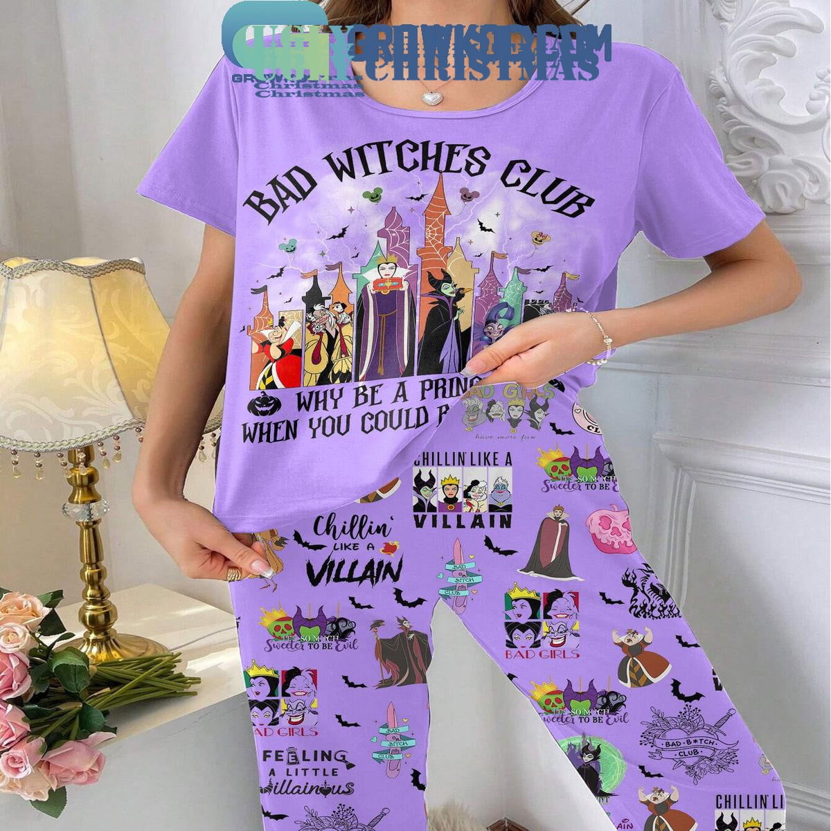 Disney Bad Witches Club Villains Fleece Pajamas Set - Walmart.com