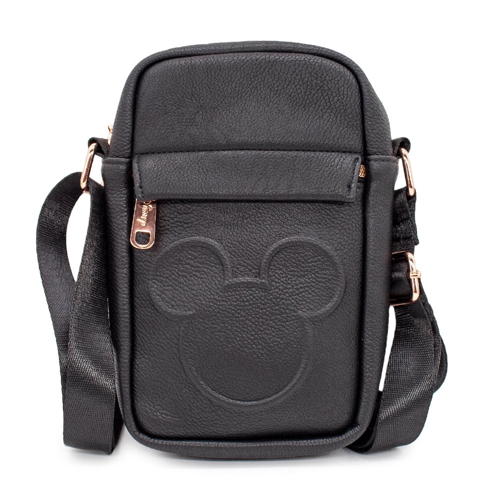 Disney Bag, Crossbody, Mickey Mouse Head Embossed, Black, Vegan Leather ...