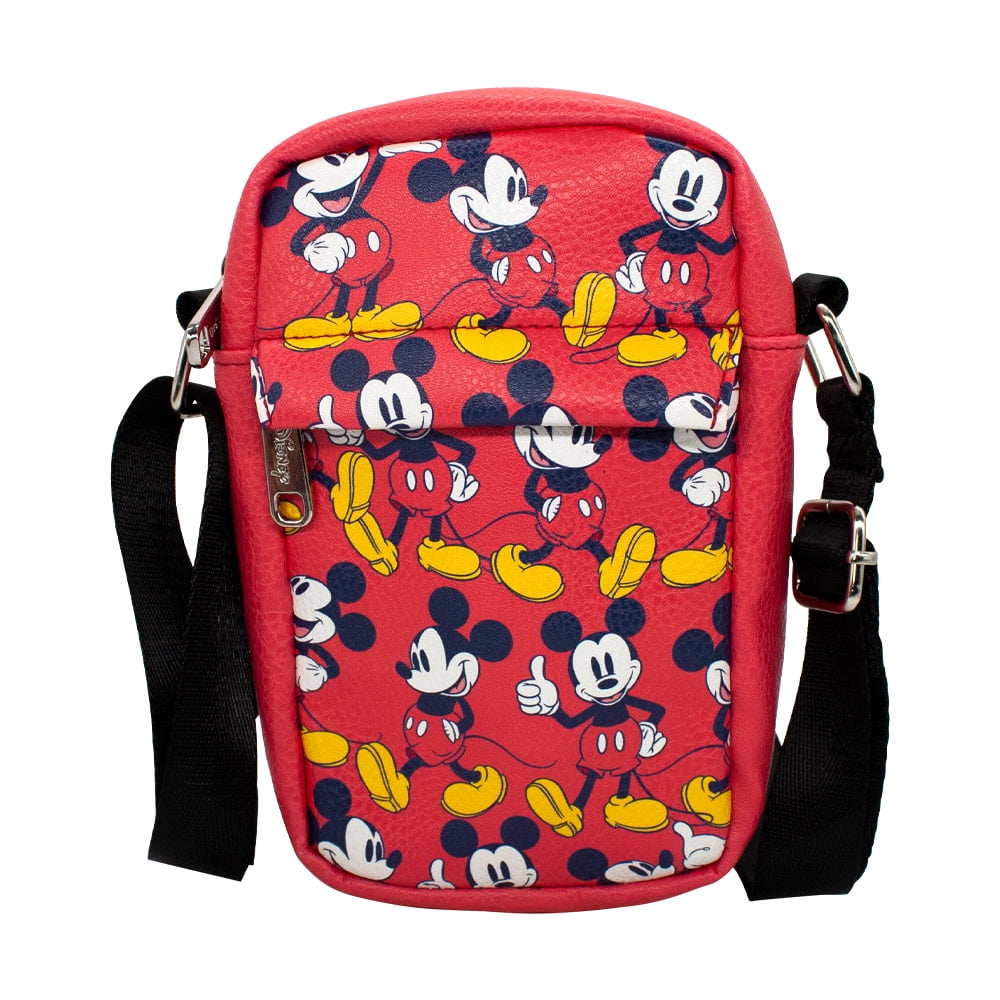 Disney Bag Crossbody Mickey Mouse Standing Poses Scattered Red Vegan ...