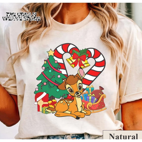Disney Bambi Candy Cane Christmas Shirt Bambi Heart T-shirt Christmas ...