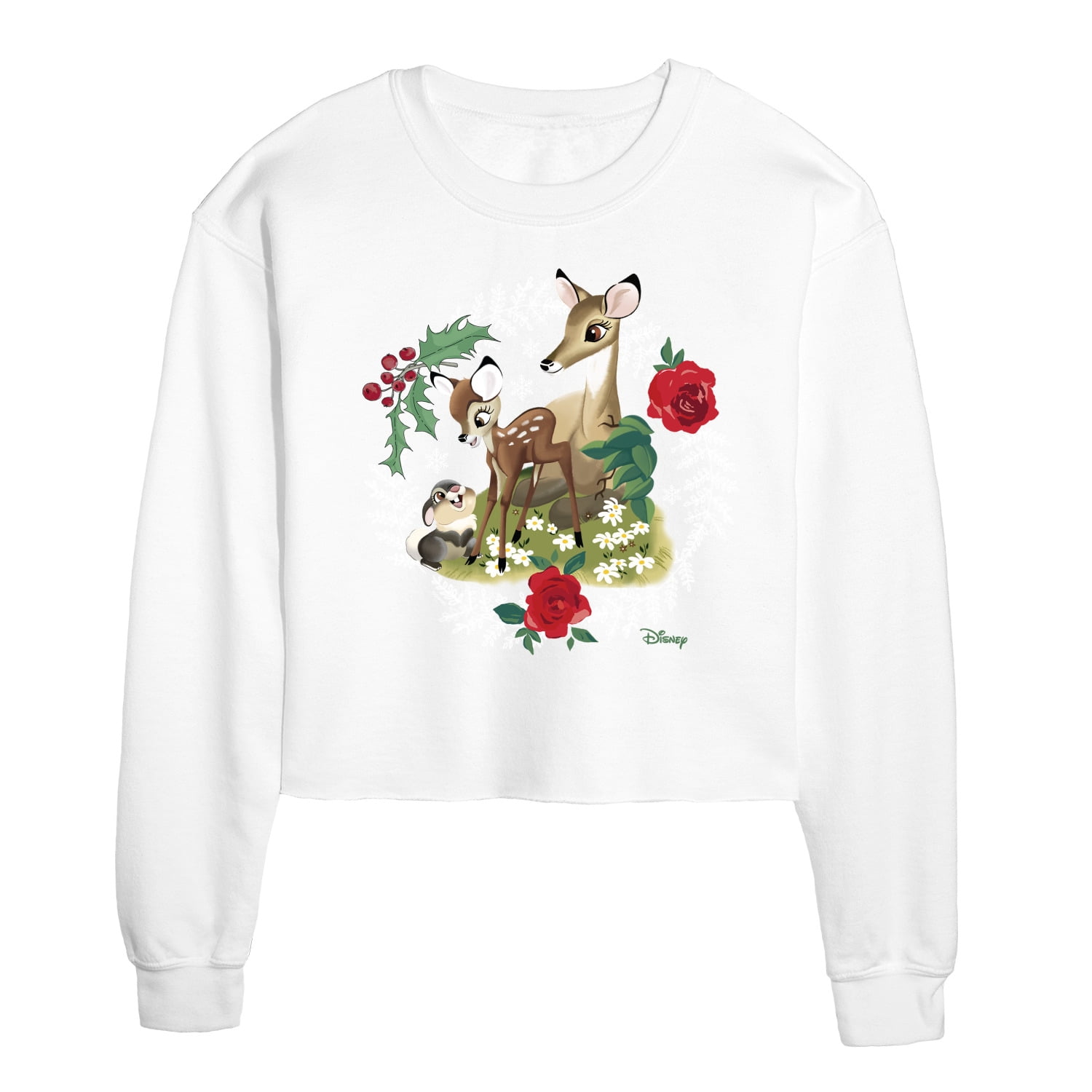 Disney Bambi - Christmas - Family In The Forest - Juniors Cropped Crew ...