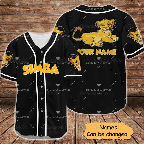Disney Baseball Shirt Simba Shirt 3D Printed Mesh Custom Name Baseball ...