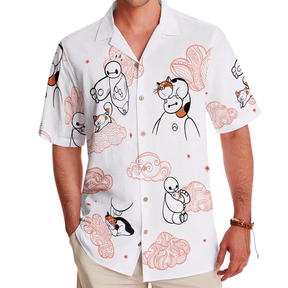 Disney Baymax And Cute Cat Clouds Hawaii Shirt, Disney Big Hero 6 ...