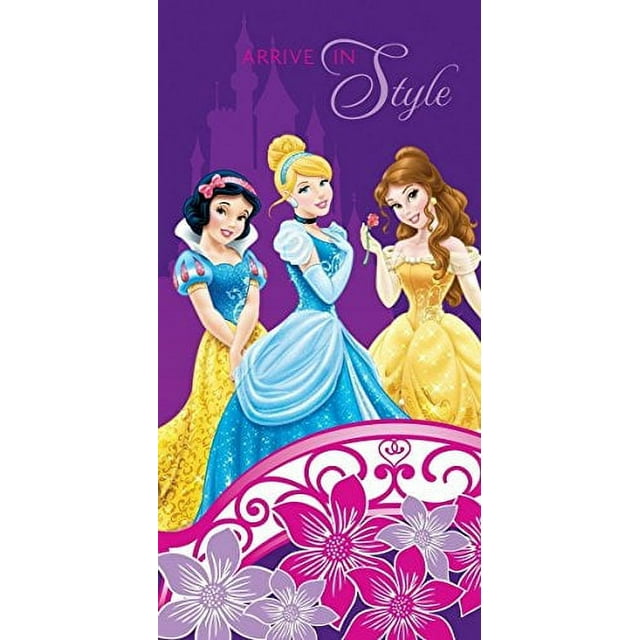 Disney Princess Beach Bath Towel for Kids, 100% Cotton, Violet ...