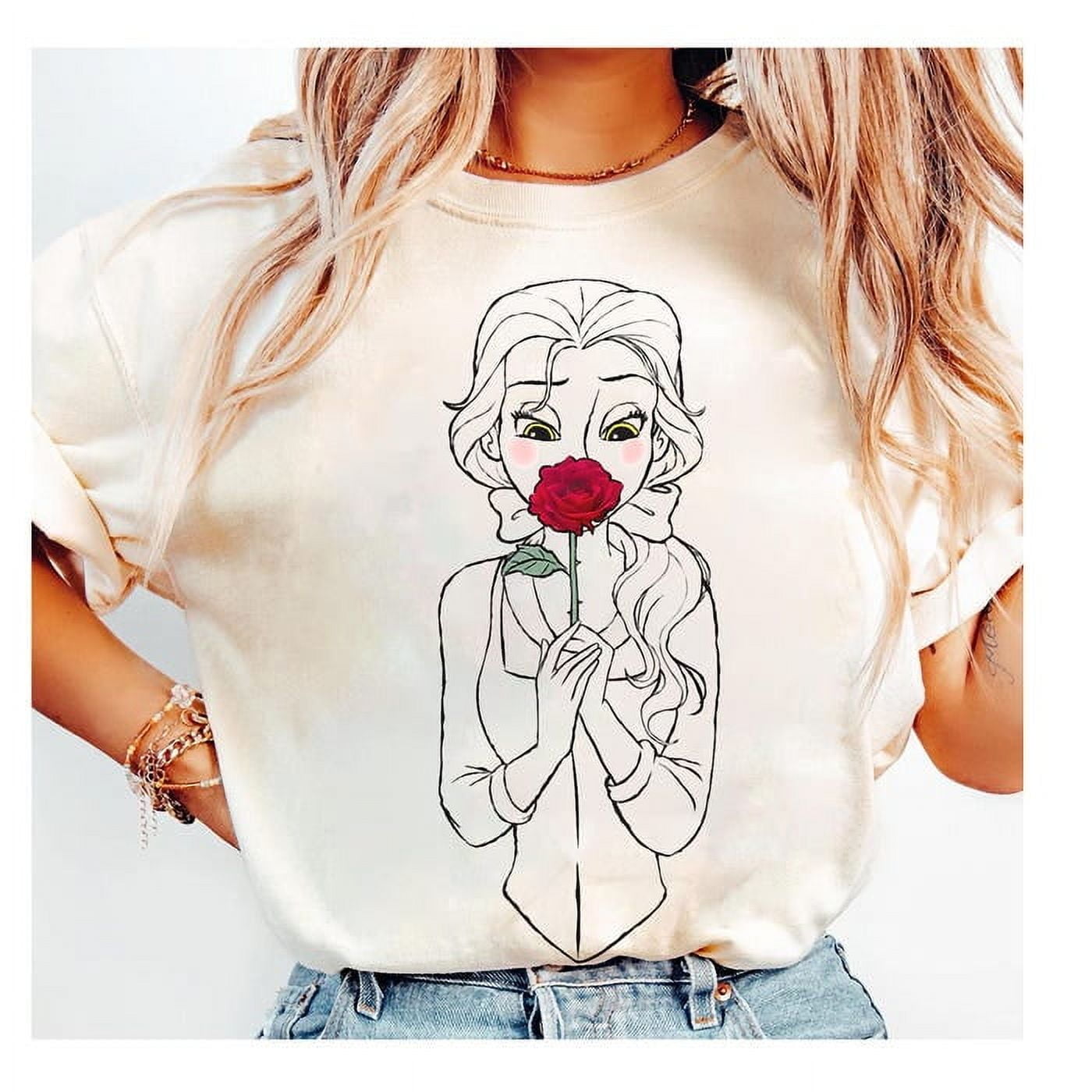 Disney Beauty And The Beast Belle And Rose T-shirt Shirt, Disney Family ...