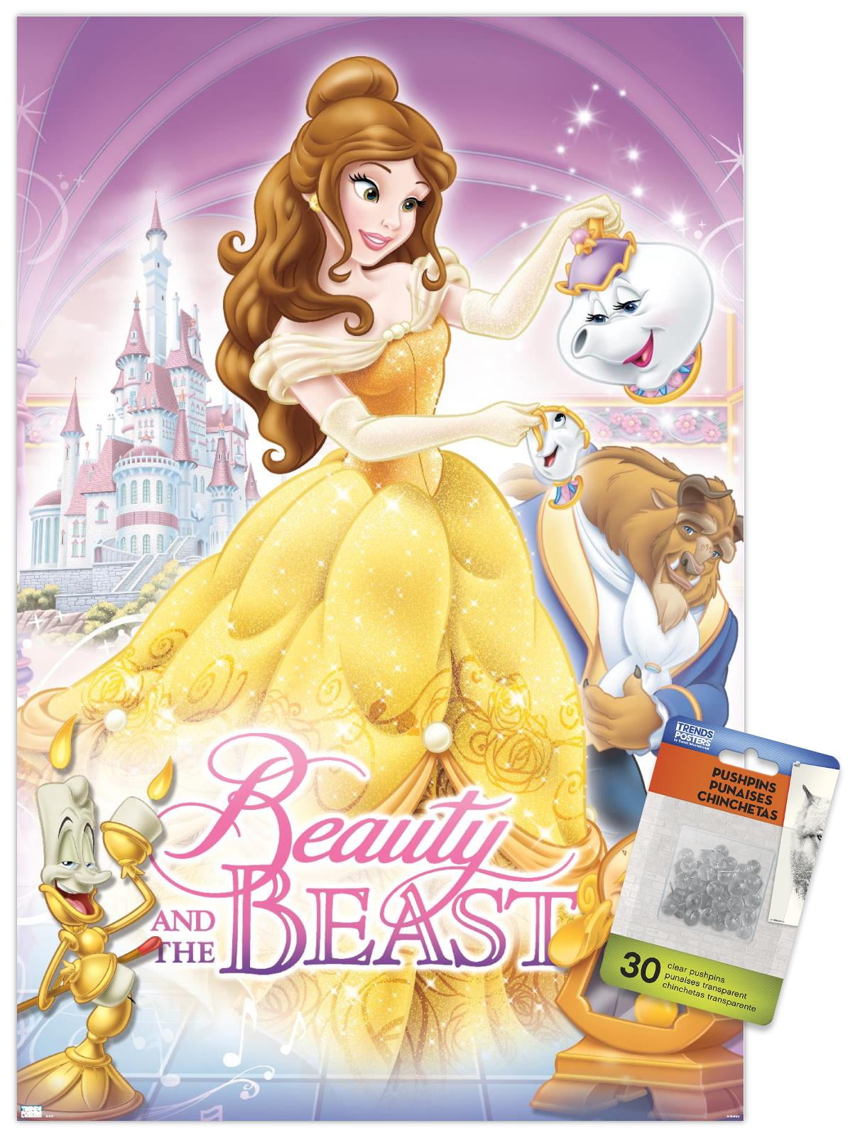 Disney Beauty And The Beast - Cover Wall Poster with Push Pins, 14.725 ...