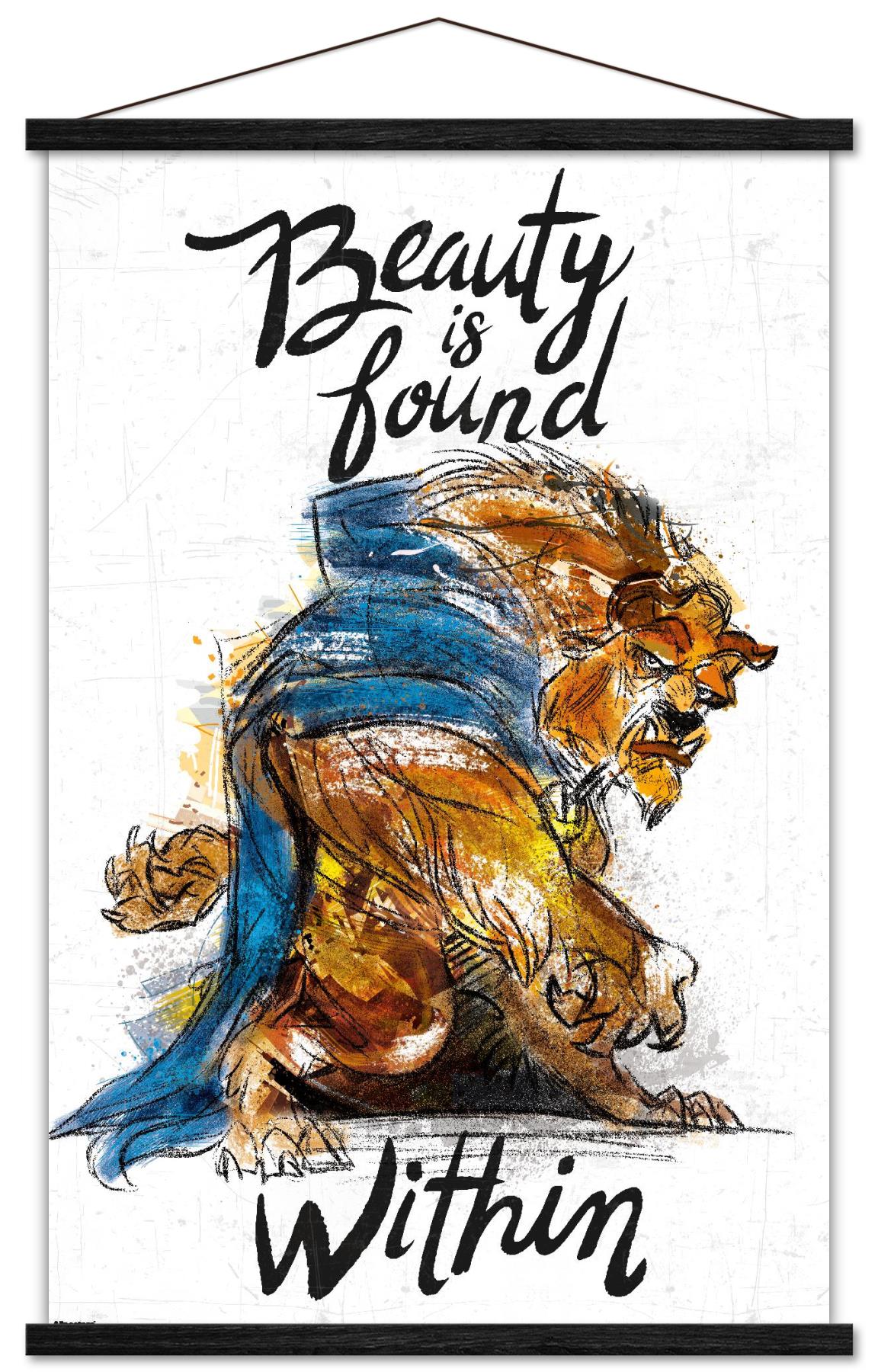 Disney Beauty and the Beast (1991) - Watercolor Beast Wall Poster with ...