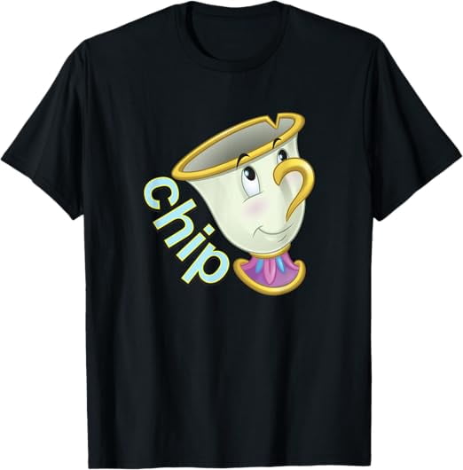 Disney Beauty and the Beast Chip Side Profile Big Face T-Shirt,Forest ...