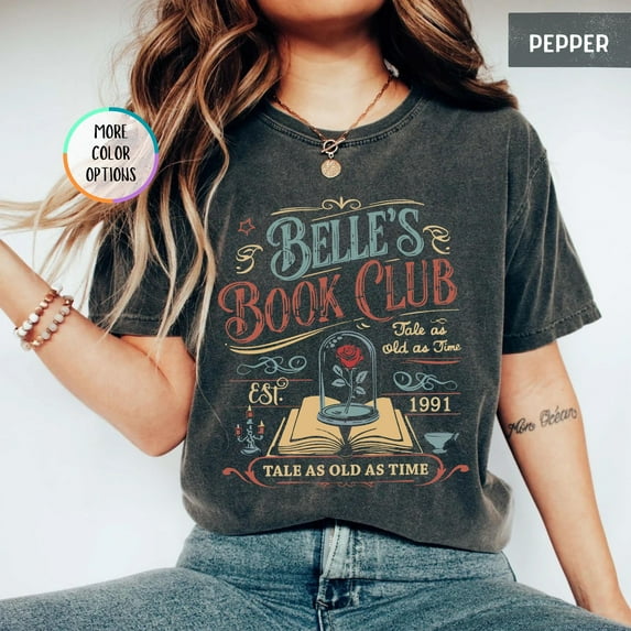 Disney Belle Book Club T-Shirt, Bookish Tee, Vintage Style Reading T ...