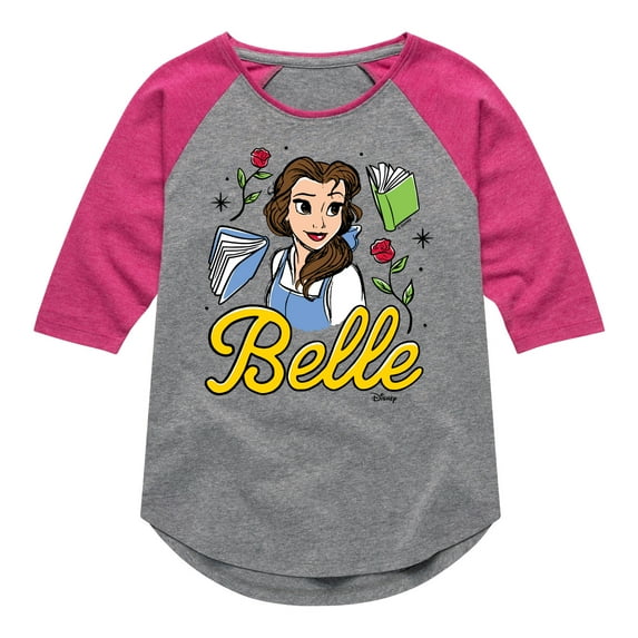 Disney - Belle & Books - Youth Girls Shirt Tail Raglan T-Shirt ...
