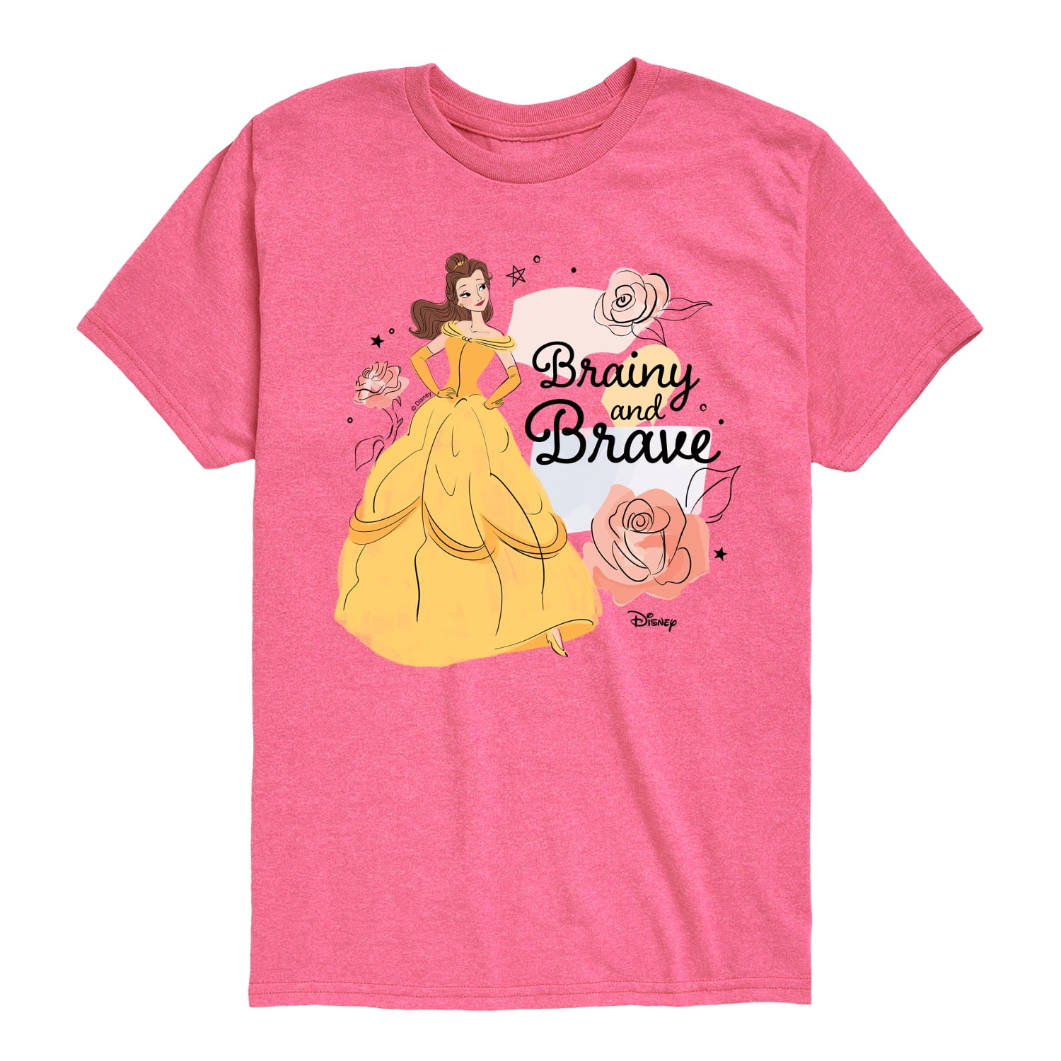 Disney - Belle Brainy And Brave - Toddler & Youth Short Sleeve Graphic ...