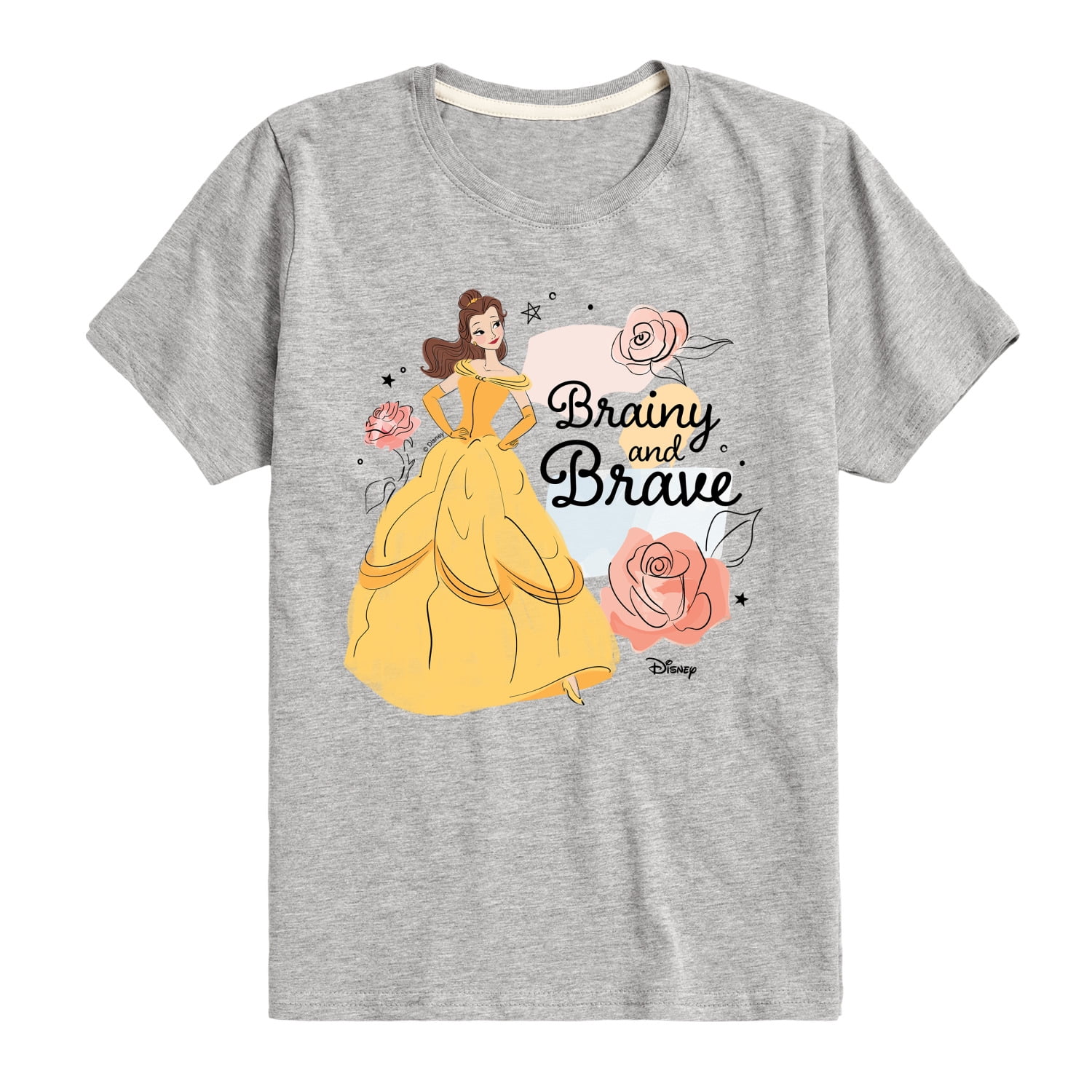 Disney - Belle Brainy And Brave - Toddler & Youth Short Sleeve Graphic ...