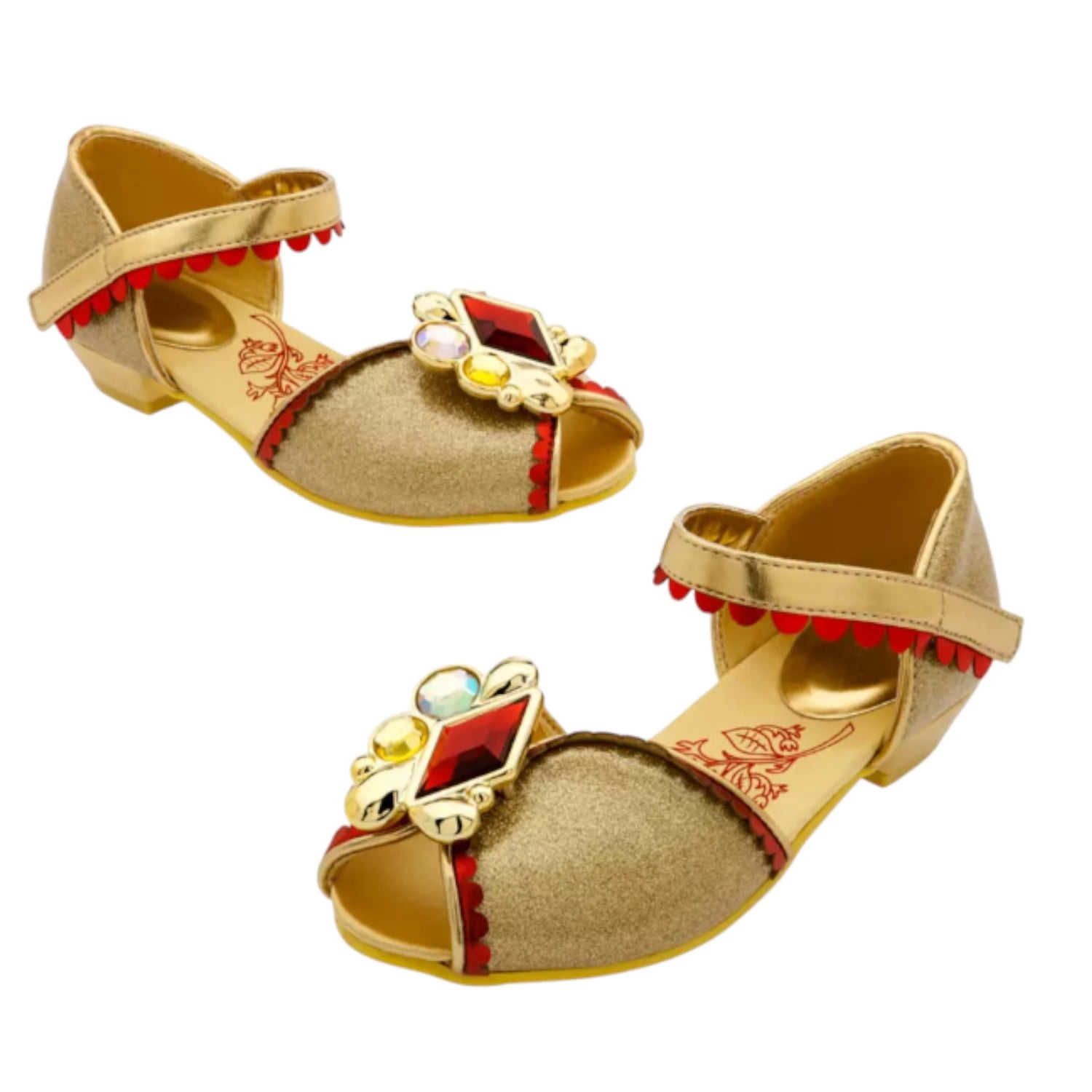 Disney Belle Costume Shoes for Kids, Size 2/3 – Golden Glitter Princess ...