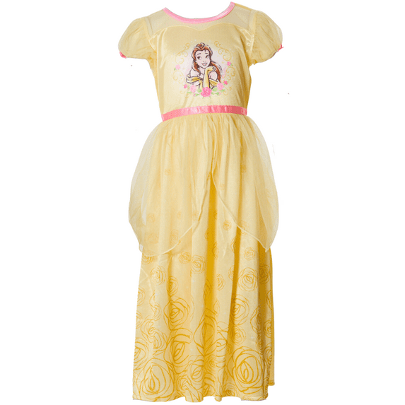 Disney Belle Princess Girls Fantasy Gown Nightgowns - Kids Short Sleeve ...
