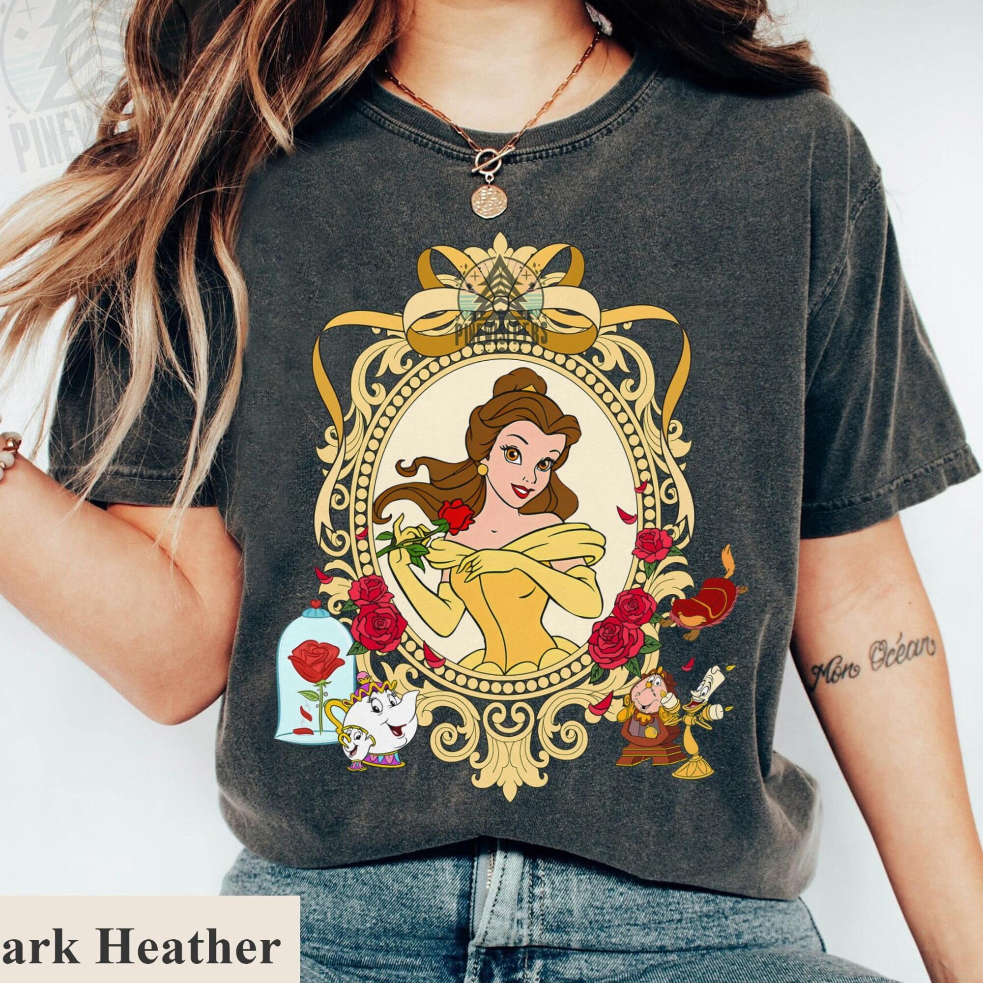 Disney Belle Princess Mirror Coquette Bow Shirt Beauty And The Beast T ...
