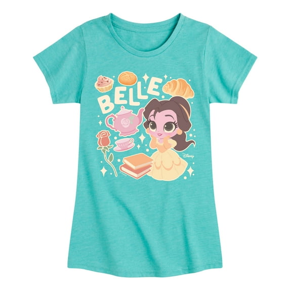 Disney - Belle Stickers - Youth Girls Fitted Short Sleeve T-Shirt ...