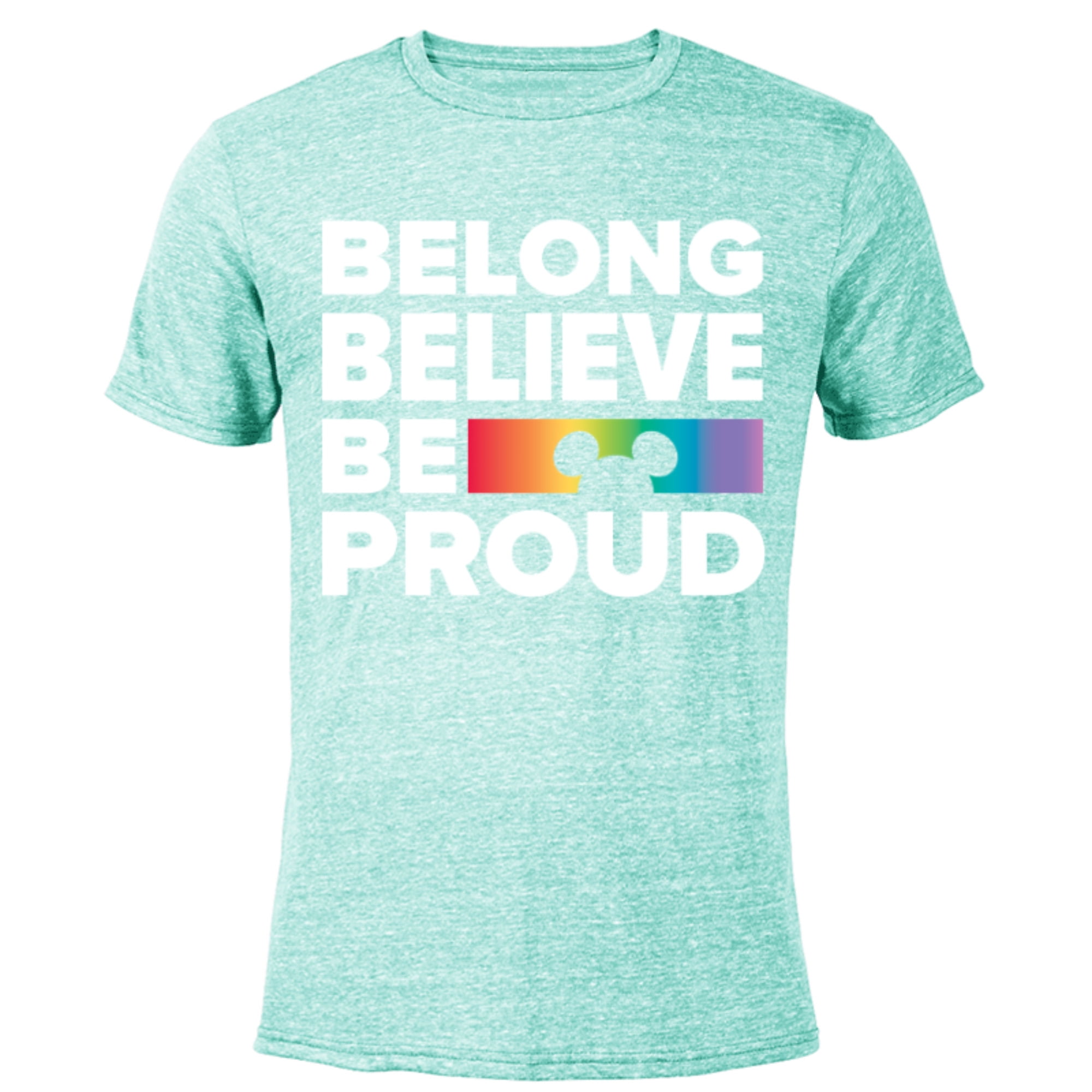 Disney Belong Believe Be Proud Pride - Short Sleeve Blended T-Shirt for Adults - Customized ...