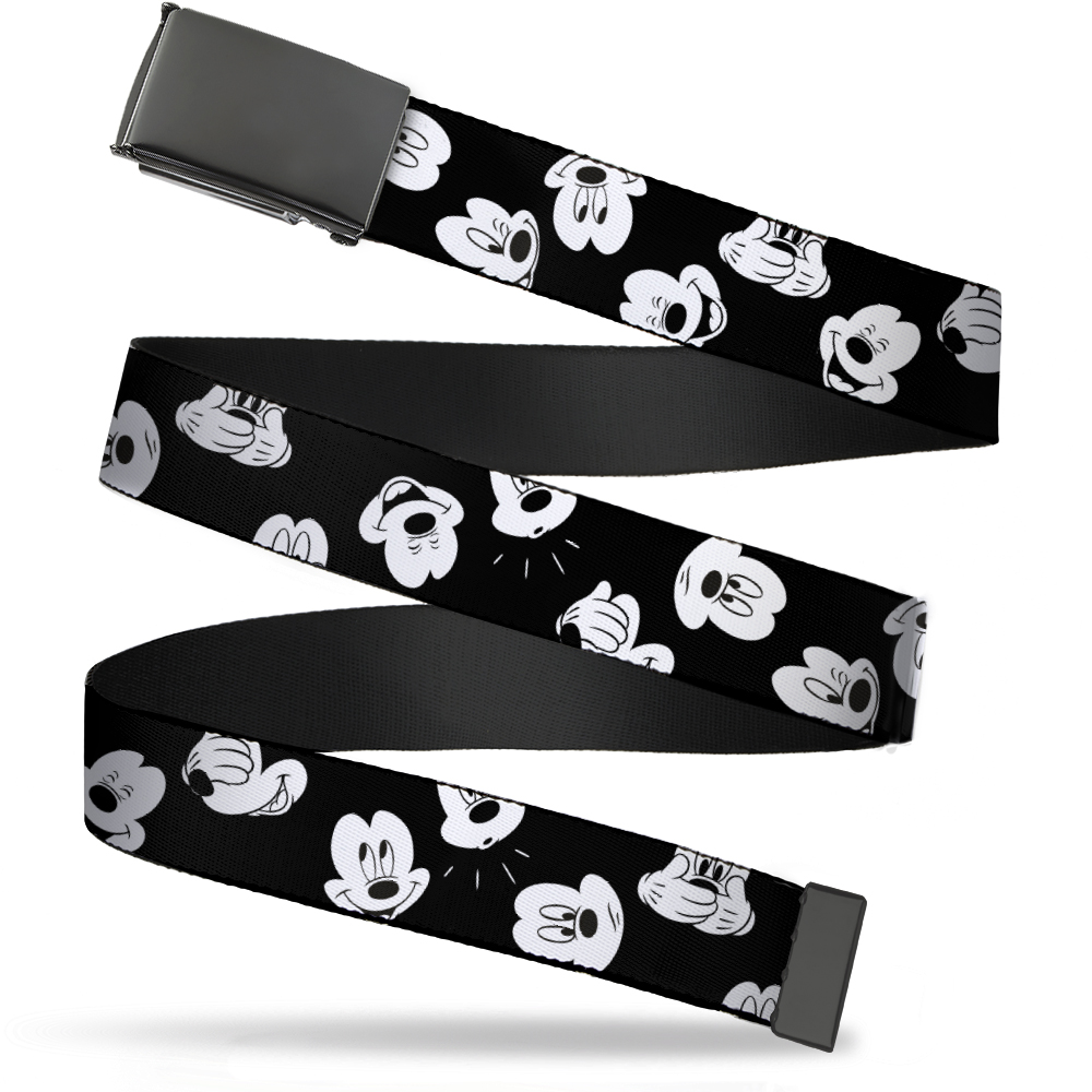 Disney Belt, Flip Web Belt Mickey Mouse Expressions Scattered Black ...