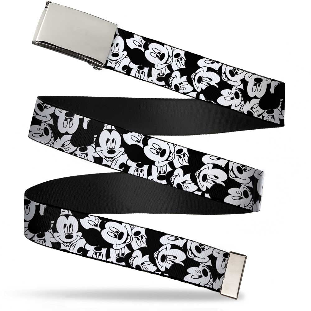 Disney Belt, Flip Web Belt Mickey Mouse Expressions Stacked White Black ...