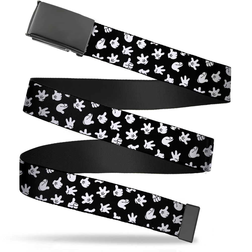 Disney Belt, Flip Web Belt Mickey Mouse Hand Gestures Scattered Black ...