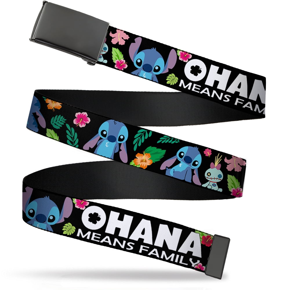 Disney Belt, Flip Web Belt Ohana Means Family Stitch Scrump Poses ...