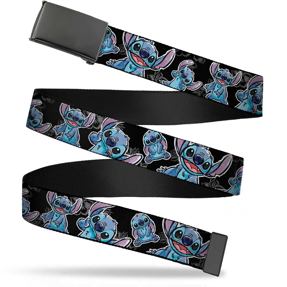 Disney Belt, Flip Web Belt Stitch Poses Hibiscus Sketch Black Gray Blue ...