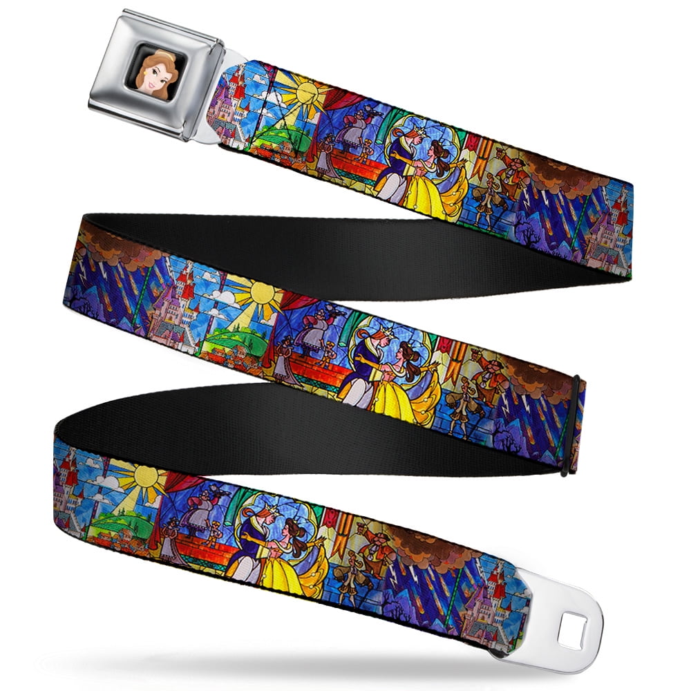 Disney Belt, Seatbelt Buckle Belt, Beauty the Beast Stained Glass ...