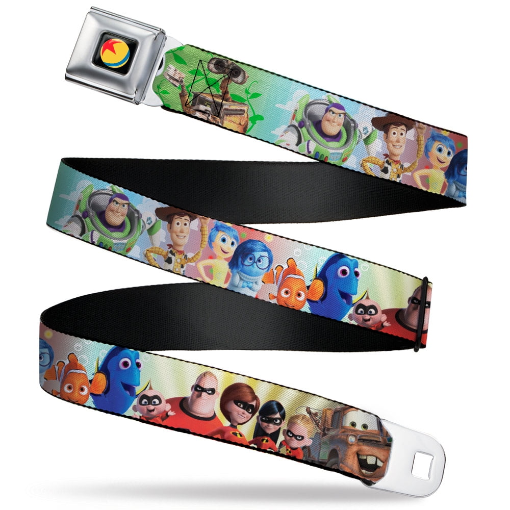 Disney Belt, Seatbelt Buckle Belt, Disney Pixar Movie Character Collage ...