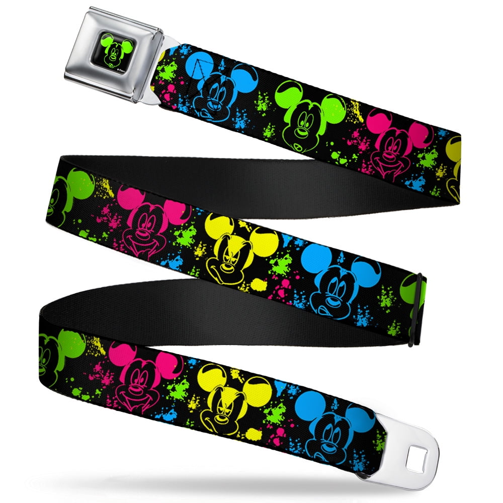 Disney Belt, Seatbelt Buckle Belt, Mickey Expressions Paint Splatter ...