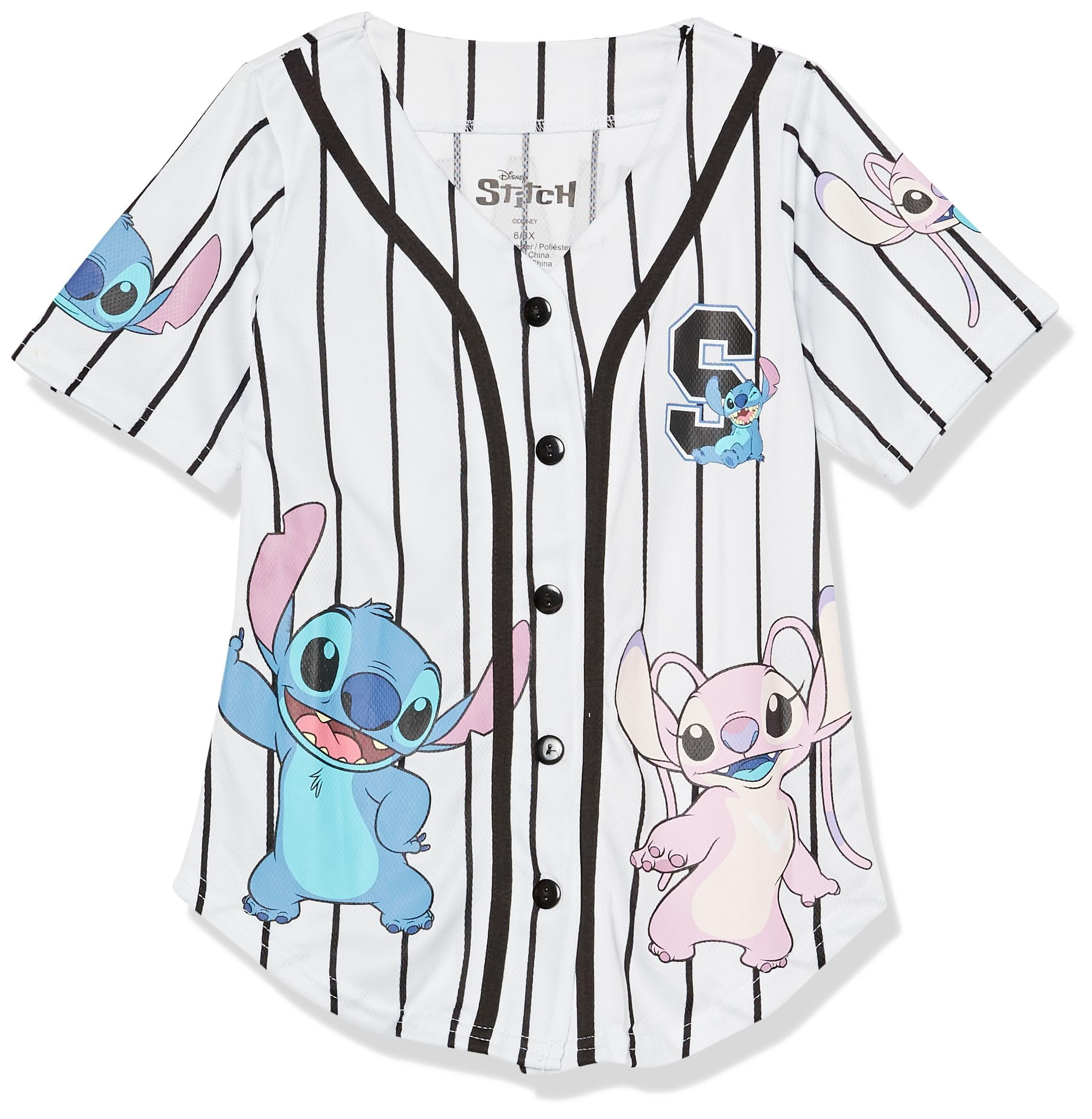 Disney Big Girls Lilo & Stitch, Angel Baseball Jersey-Classic Mesh ...