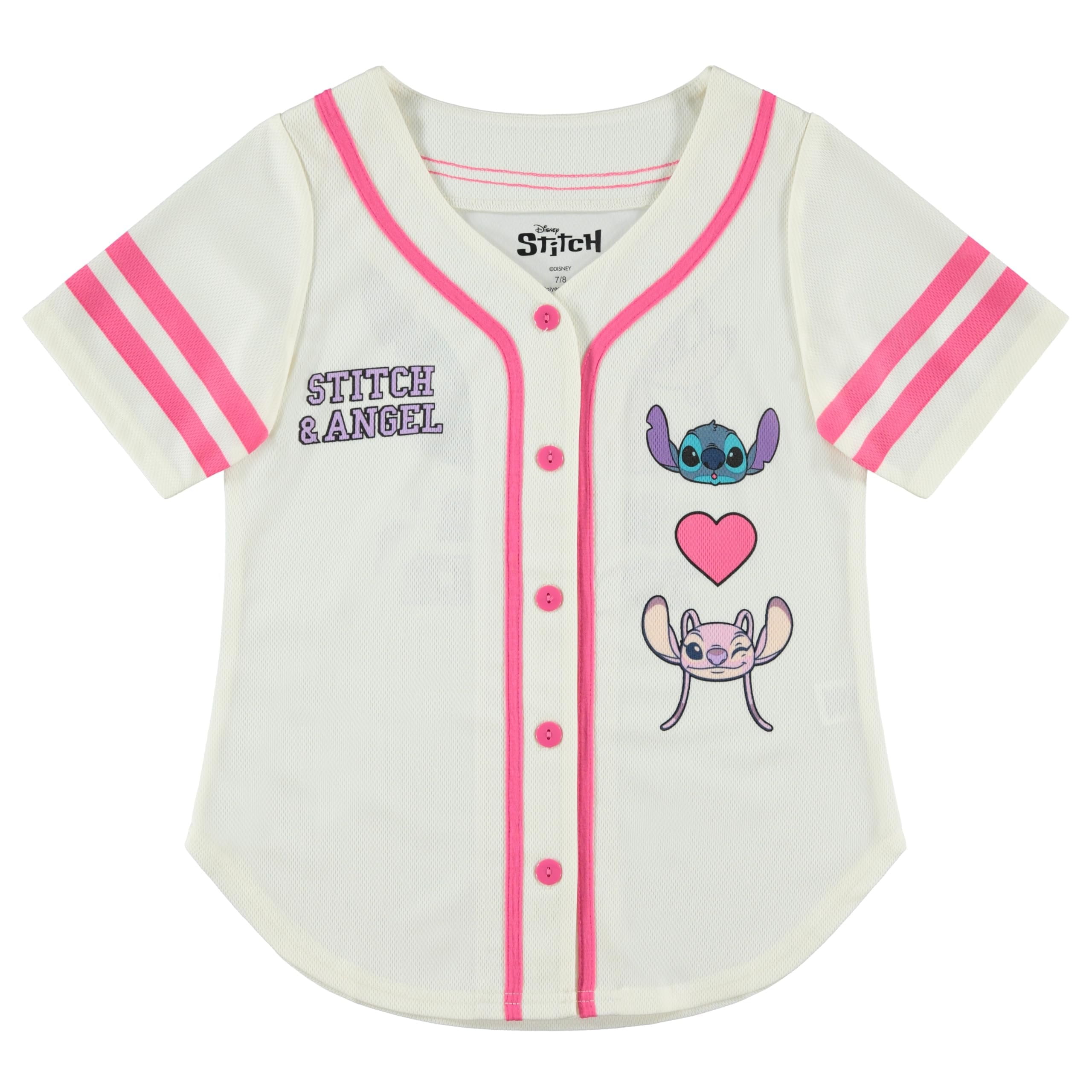 Disney Big Girls Lilo & Stitch and Angel Baseball Jersey-Classic Mesh ...