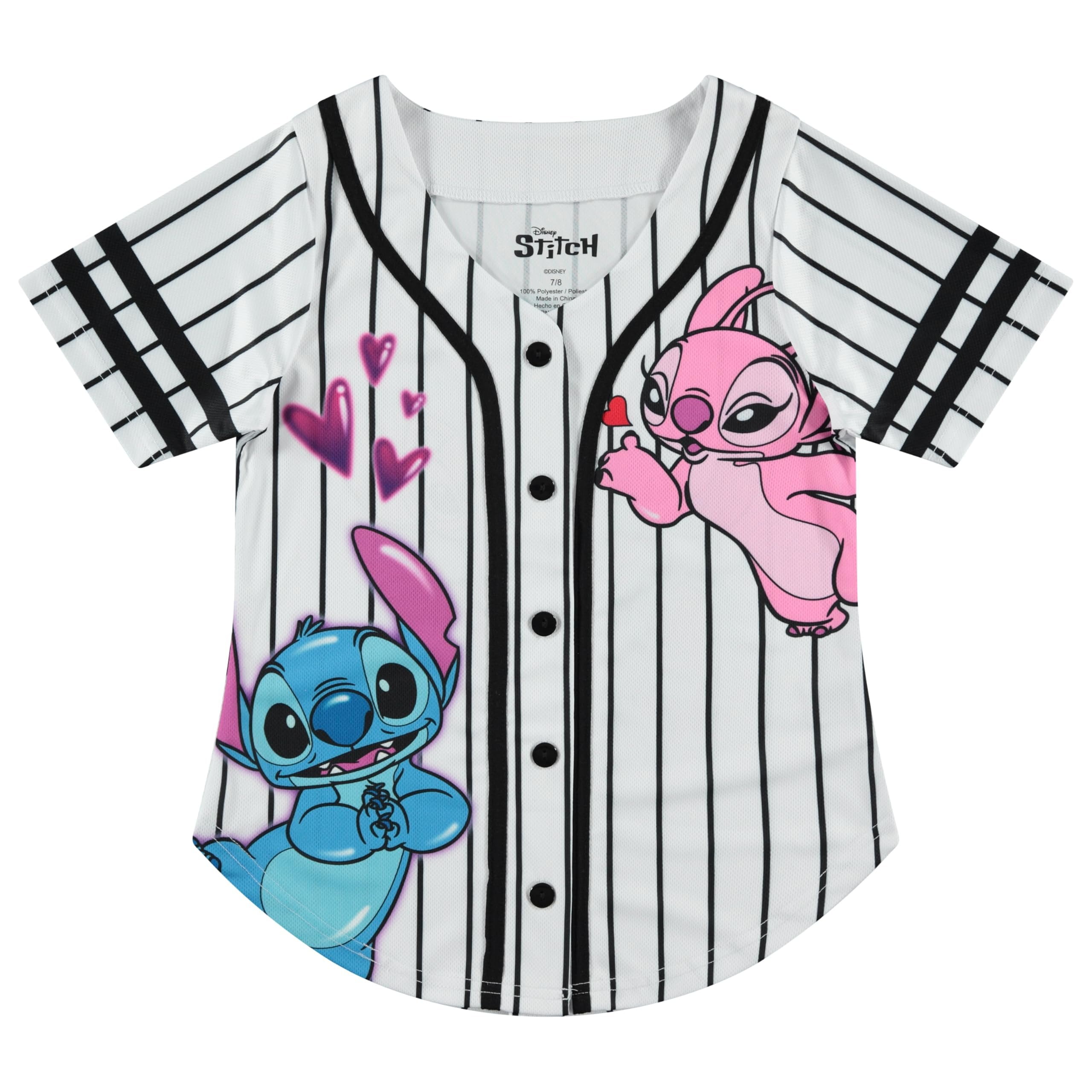 Disney Big Girls Lilo & Stitch and Angel Baseball Jersey-Classic Mesh ...