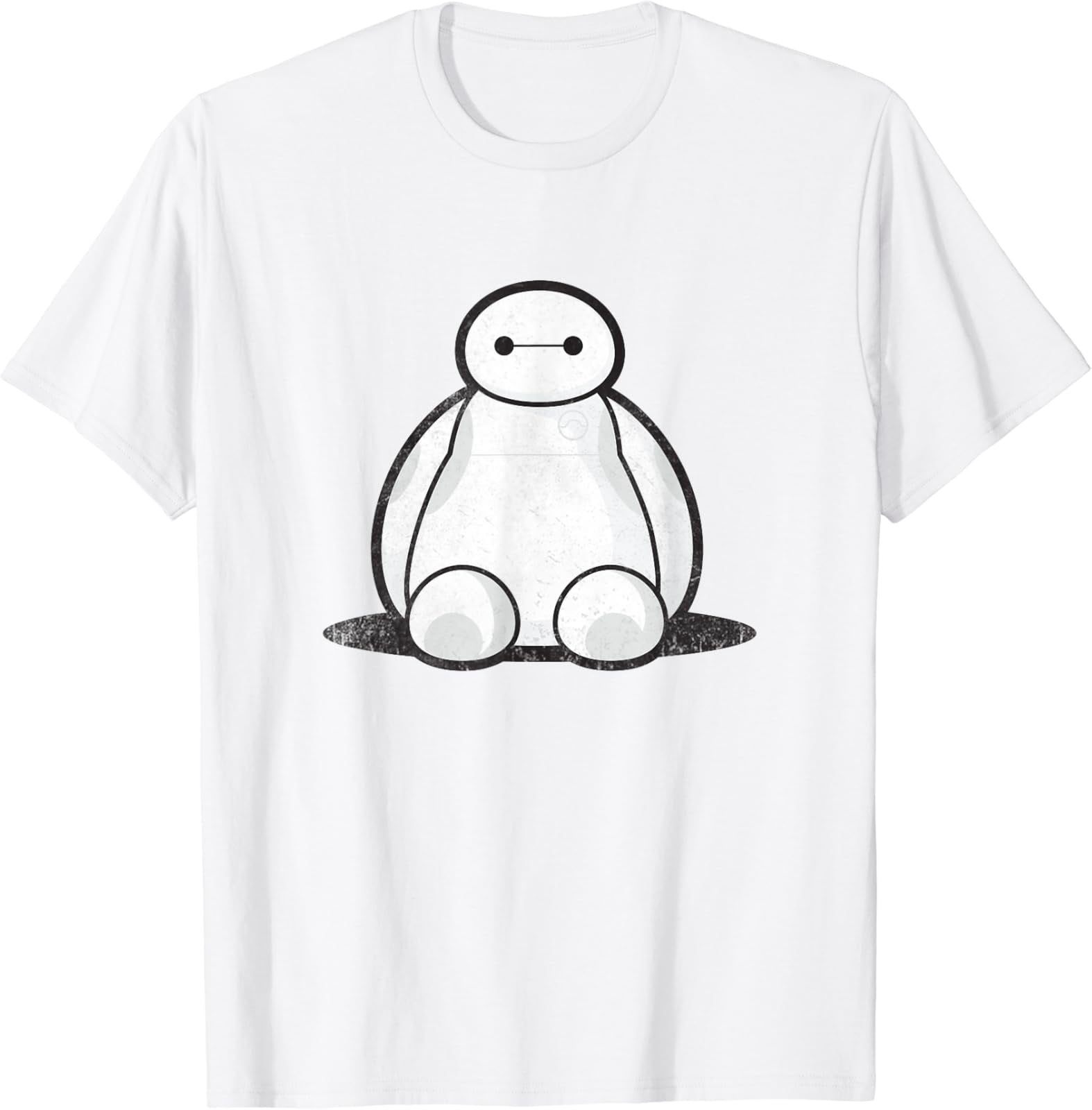 Disney Big Hero 6 Cute Baymax Sitting Distressed Shot T-Shirt - Walmart.com