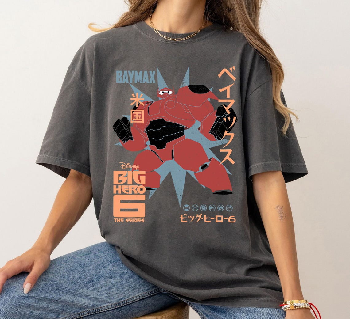 Disney Big Hero 6 TV Series Baymax Poster Graphic T-Shirt, Disneyland ...