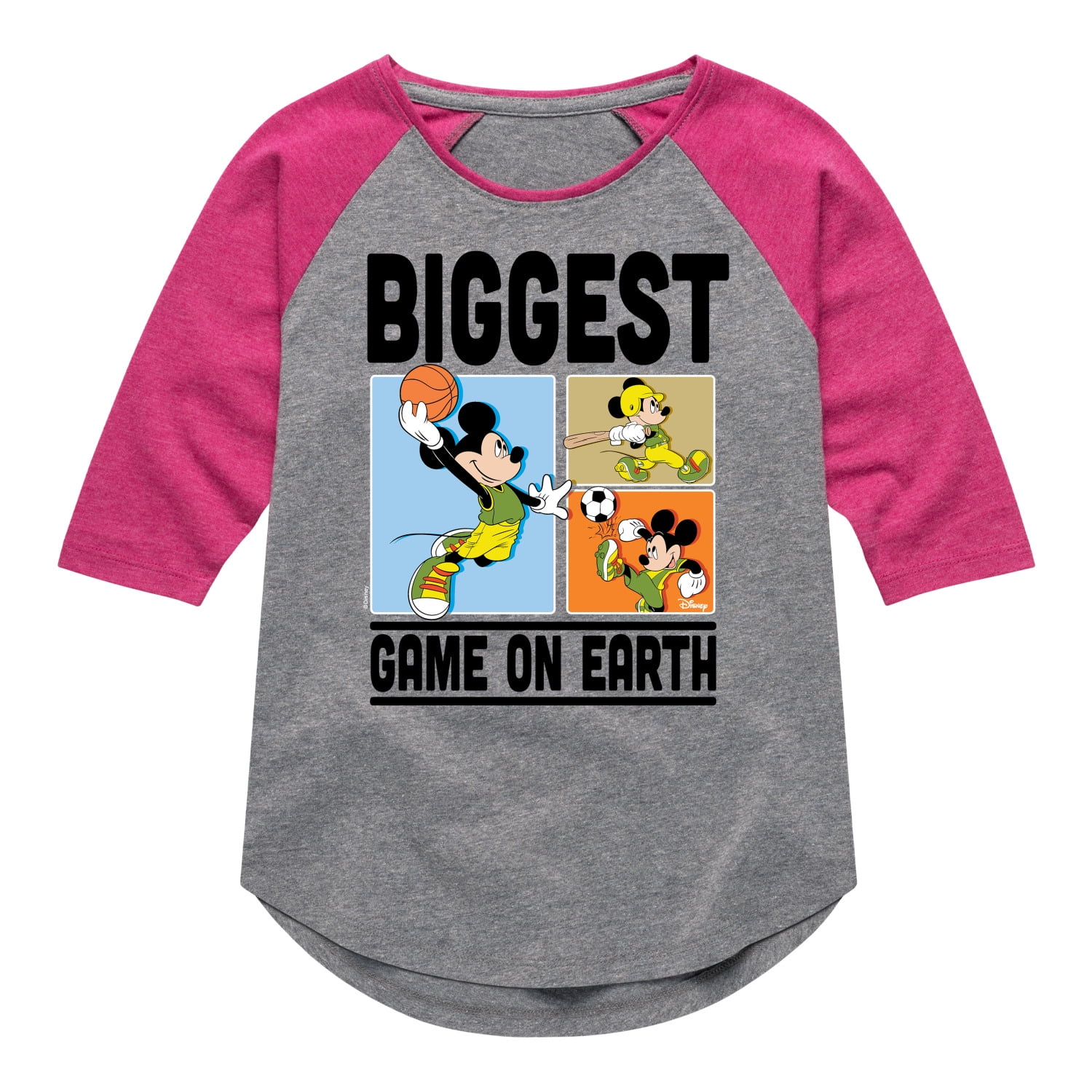 Disney - Biggest Game On Earth - Toddler & Youth Girls Raglan Graphic T ...